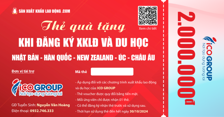 ICO Group tặng thẻ voucher 02 triệu đồng khi đăng ký xuất khẩu lao động ...